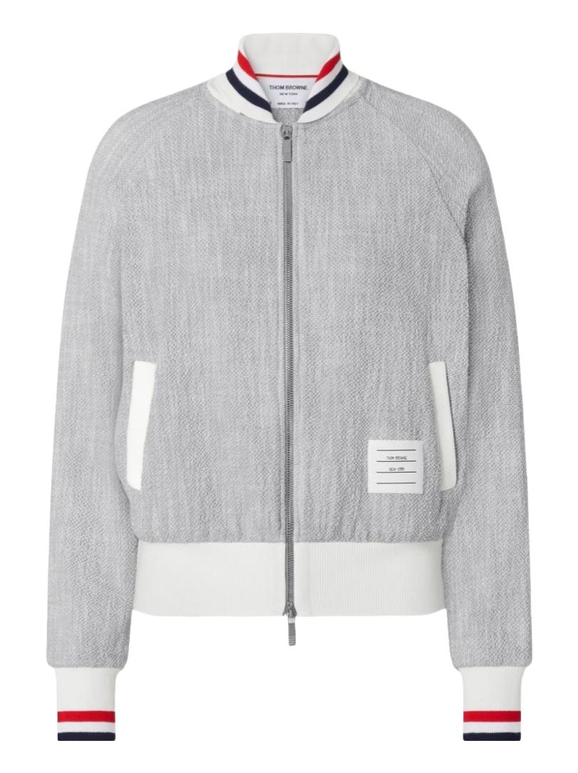 THOM BROWNE Thom Browne Zip-Up Bomber Jacket with Signature RWB Detailing